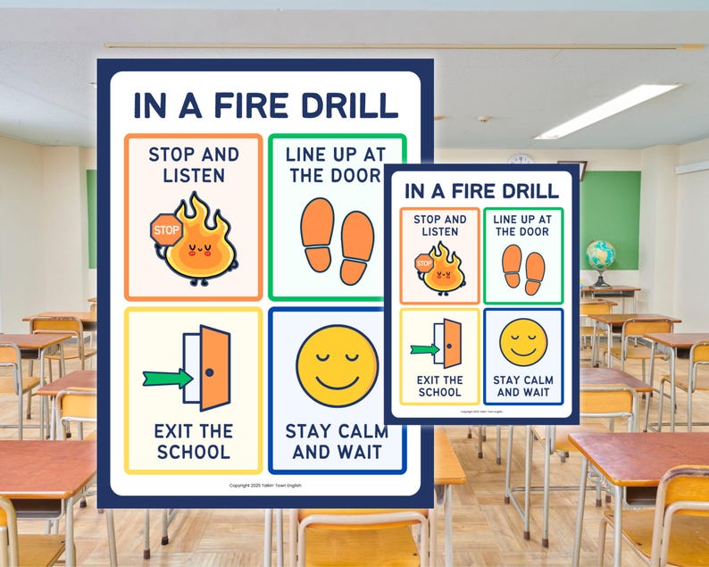 Classroom Lockdown & Fire Drill Posters: Kid-friendly Safety Signs (PDF ...