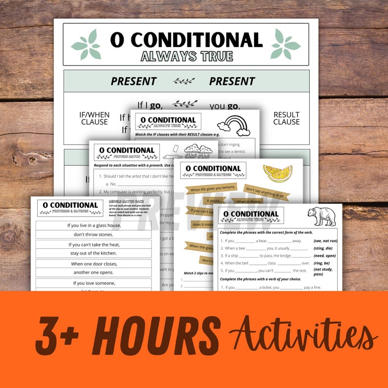 Zero Conditional Grammar Worksheet Activity Pack for ESL/EFL - Etsy