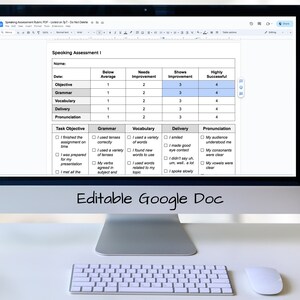 Speaking Assessment Rubric Grading Worksheet and Template for ESL/ELL ...
