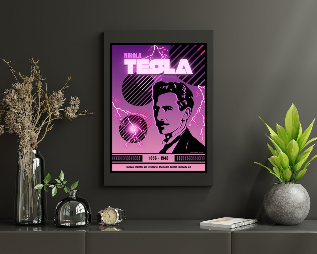 Nikola Tesla Portrait Poster Print, Digital Download: High School ...