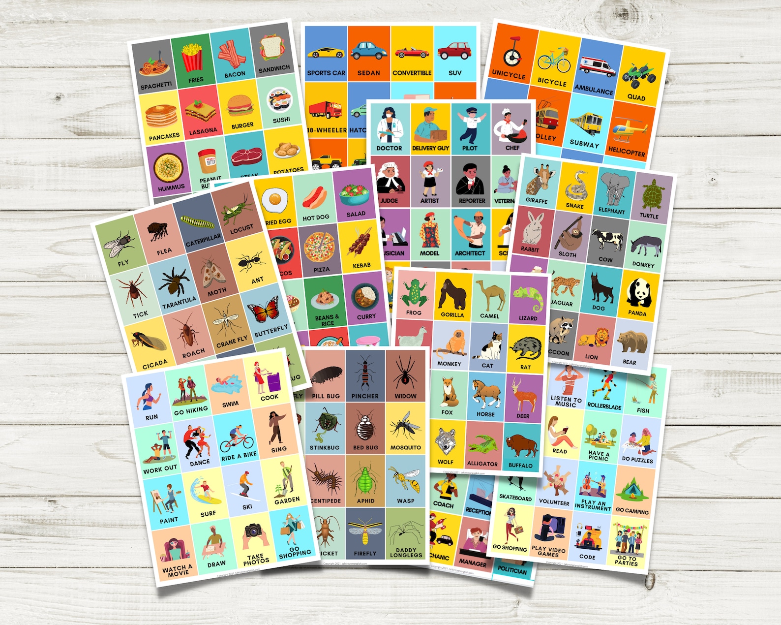600+ Printable Vocabulary Flashcards Cards by Topic for Classroom Games ...