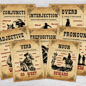 Western Parts of Speech Posters: ESL Grammar Charts (digital Download ...