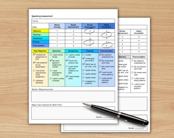 Writing Assessment Rubric Grading Worksheet and Template for ESL/ELL ...