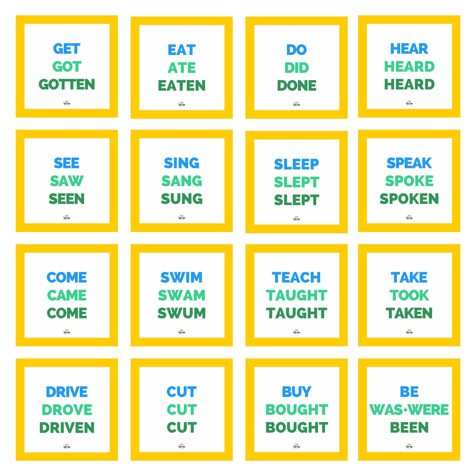 ESL Irregular Verb Photo Flashcards for English 72 Beautiful - Etsy