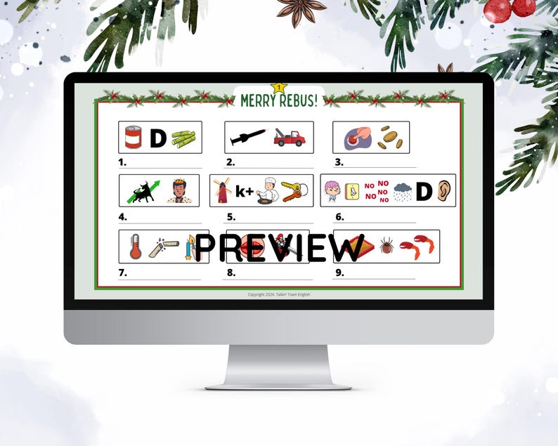 Christmas Rebus Picture Puzzles: Brain Teaser Activity for Holiday ...