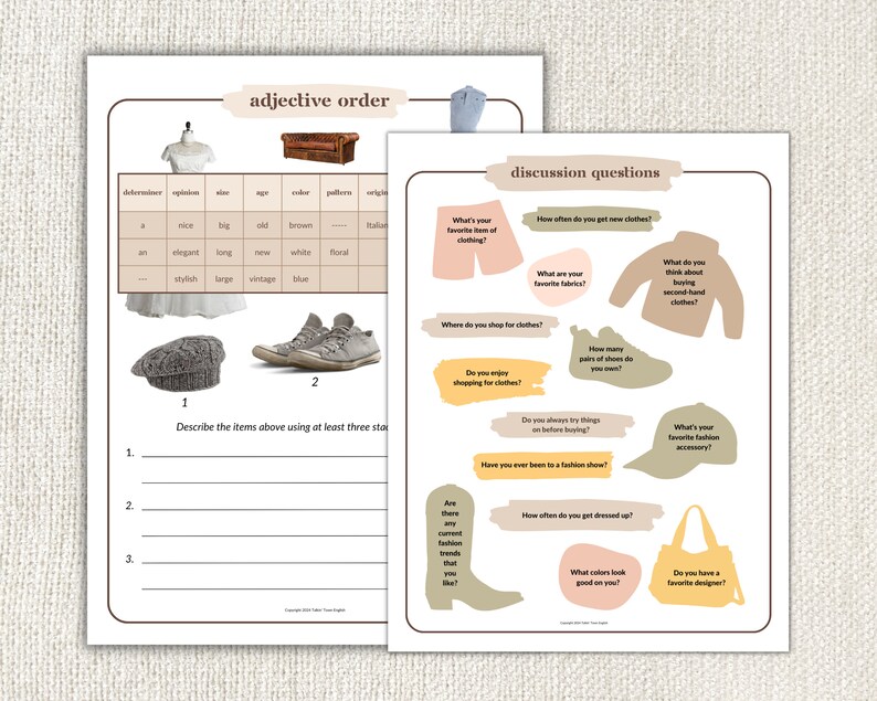 Fashion Show ESL PDF Printable and Presentation Lesson Plan, Ordering ...