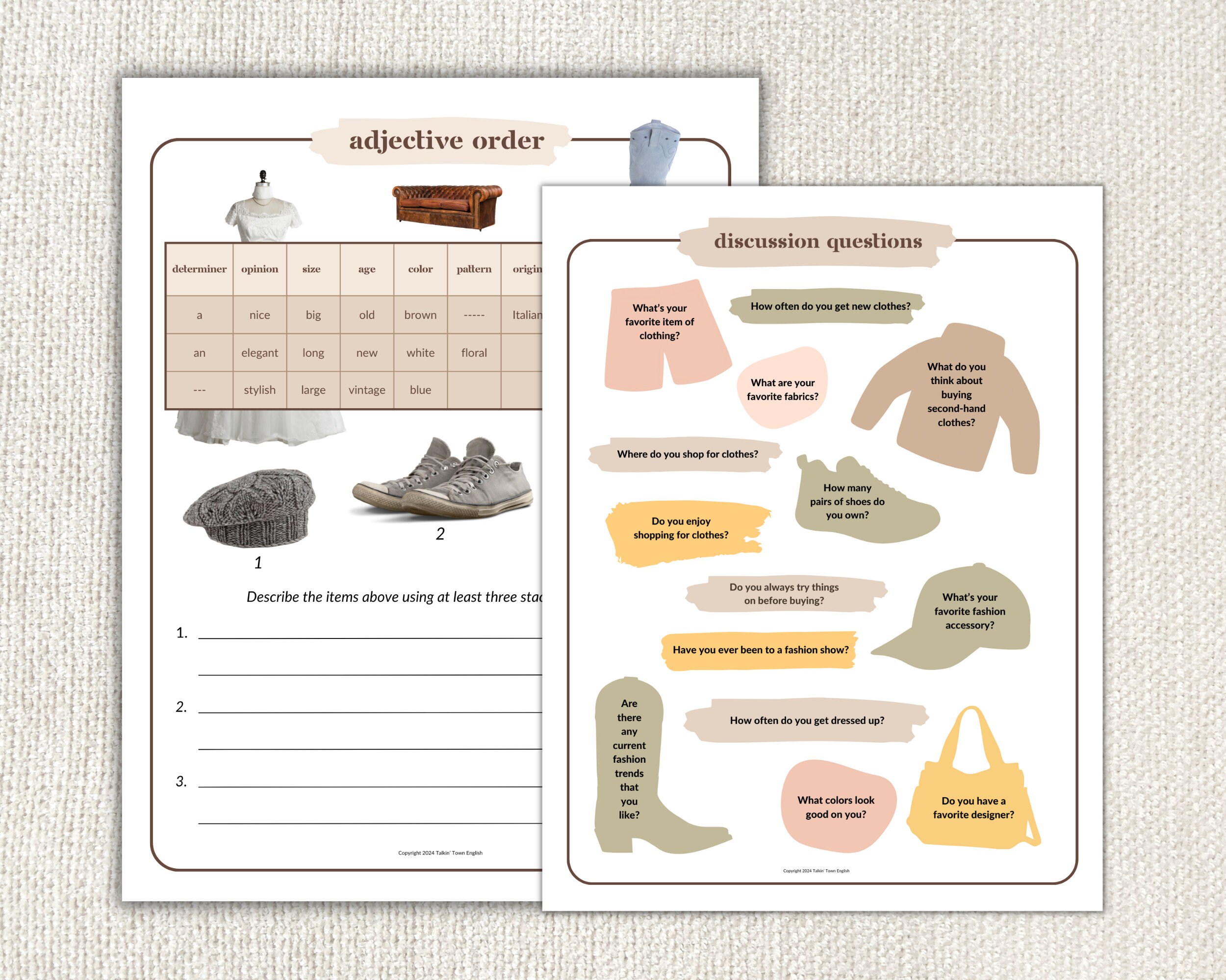 Fashion Show ESL PDF Printable and Presentation Lesson Plan, Ordering ...