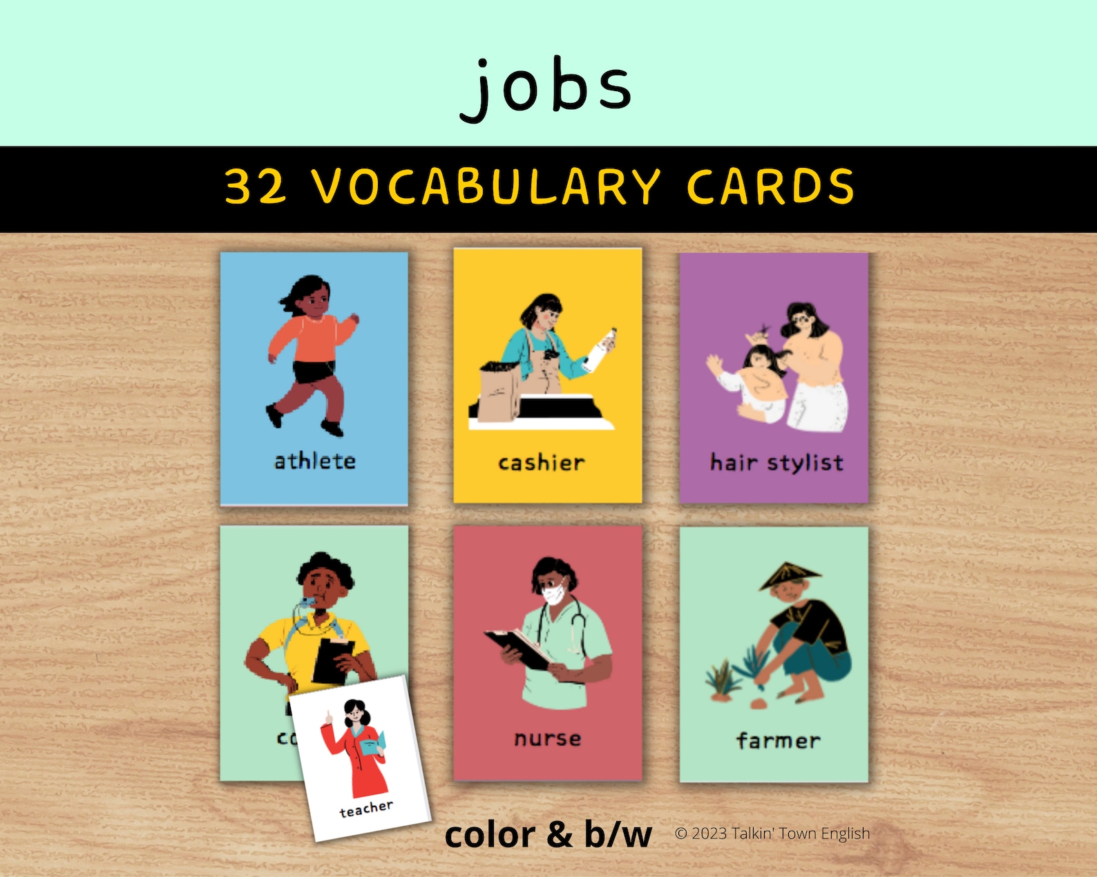 Job Flashcards Printable PDF, Vocabulary Cards for ESL Games, Memory ...
