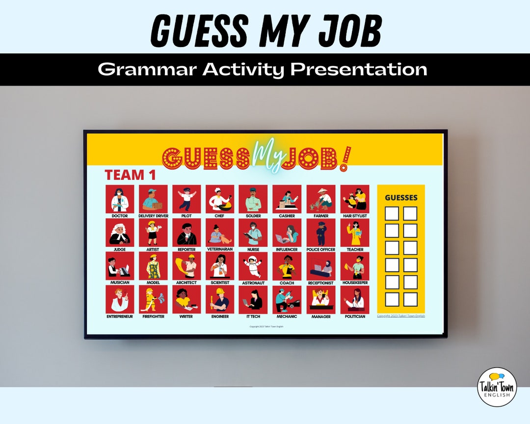 Guess Who Jobs Game ESL Activity: Asking Questions, Short Answers, Job ...