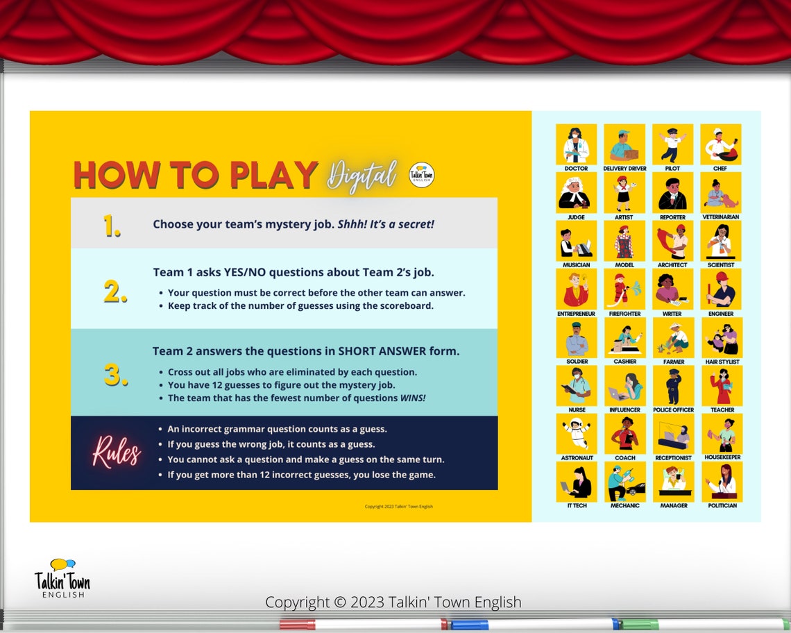 Guess Who Jobs Game: ESL Grammar Activity (digital Download) - Etsy