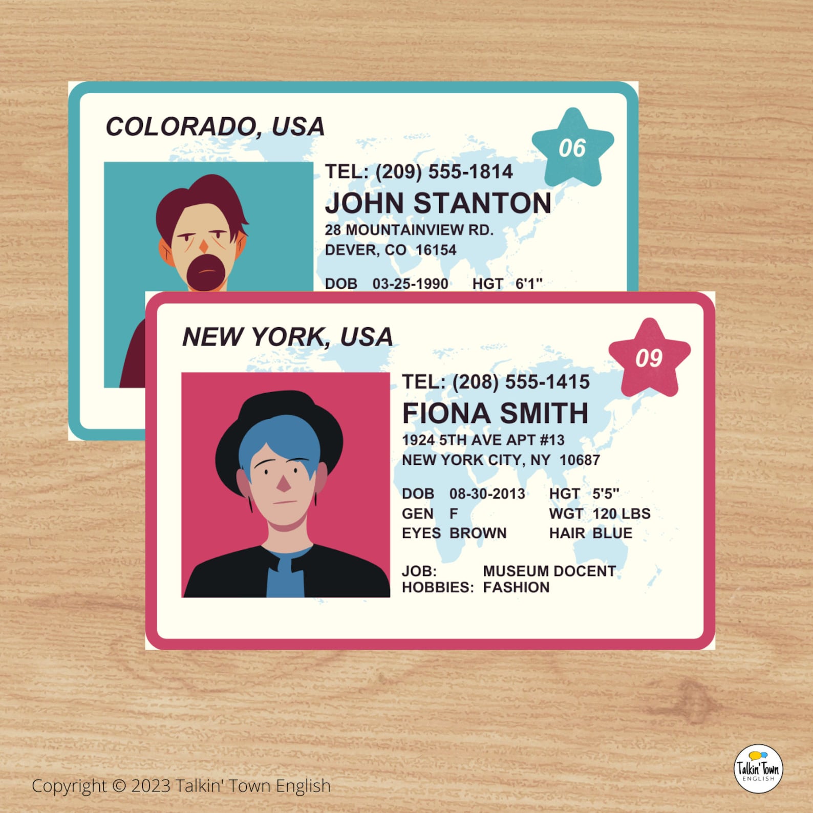 Printable Character ID Cards: Role Play & ESL (canva Template) - Etsy