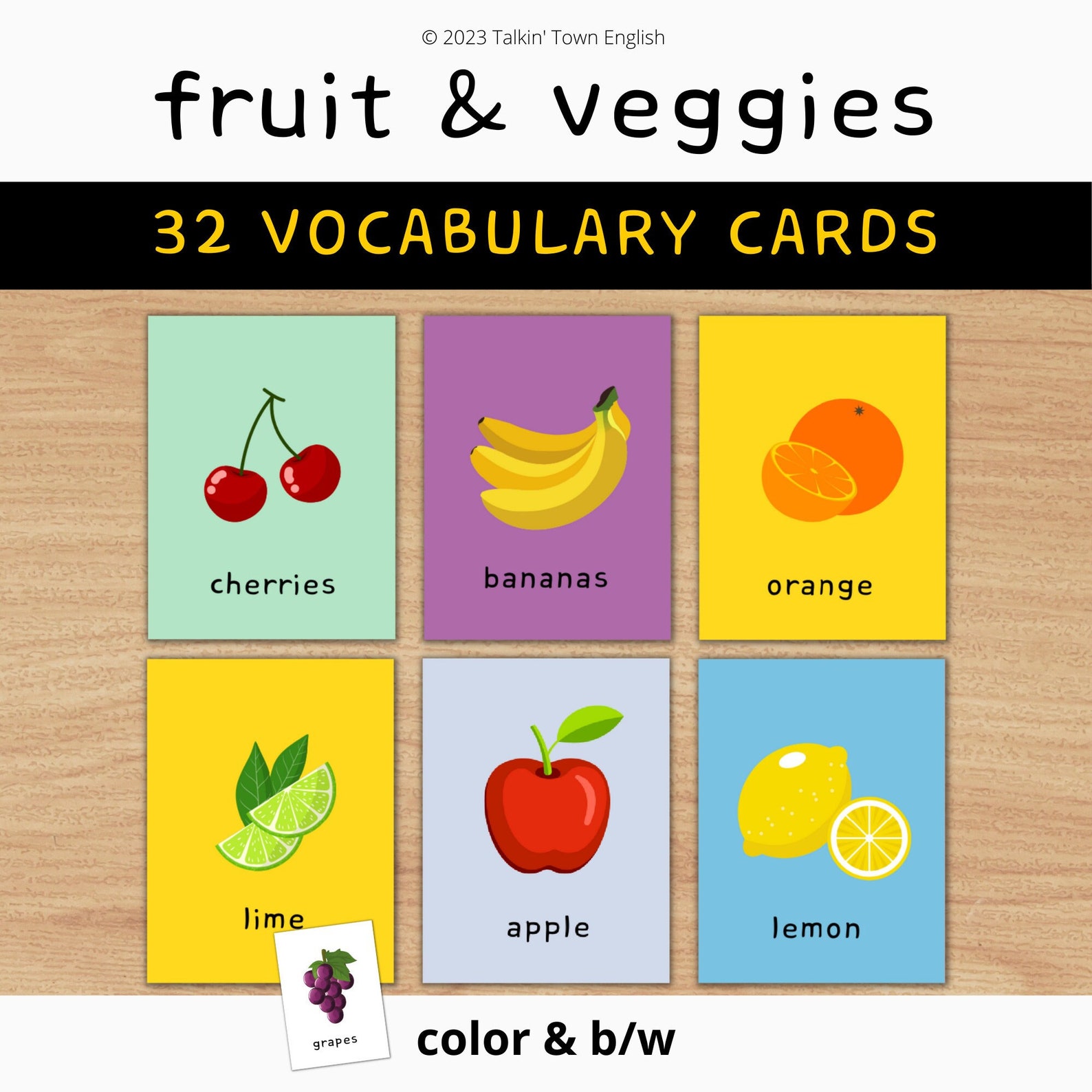 Printable Fruit and Vegetable Vocabulary Flashcards PDF, Picture Cards ...