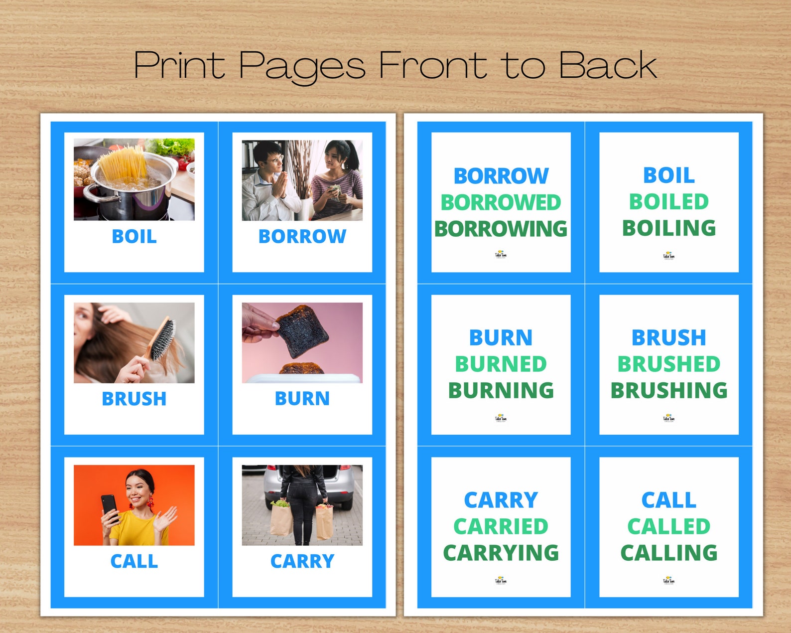 Regular Verbs Flashcards Printable Deck of 100 Photo Flashcards PDF ...