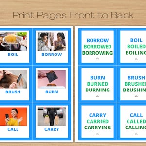 Regular Verbs Flashcards Printable Deck of 100 Photo Flashcards PDF ...