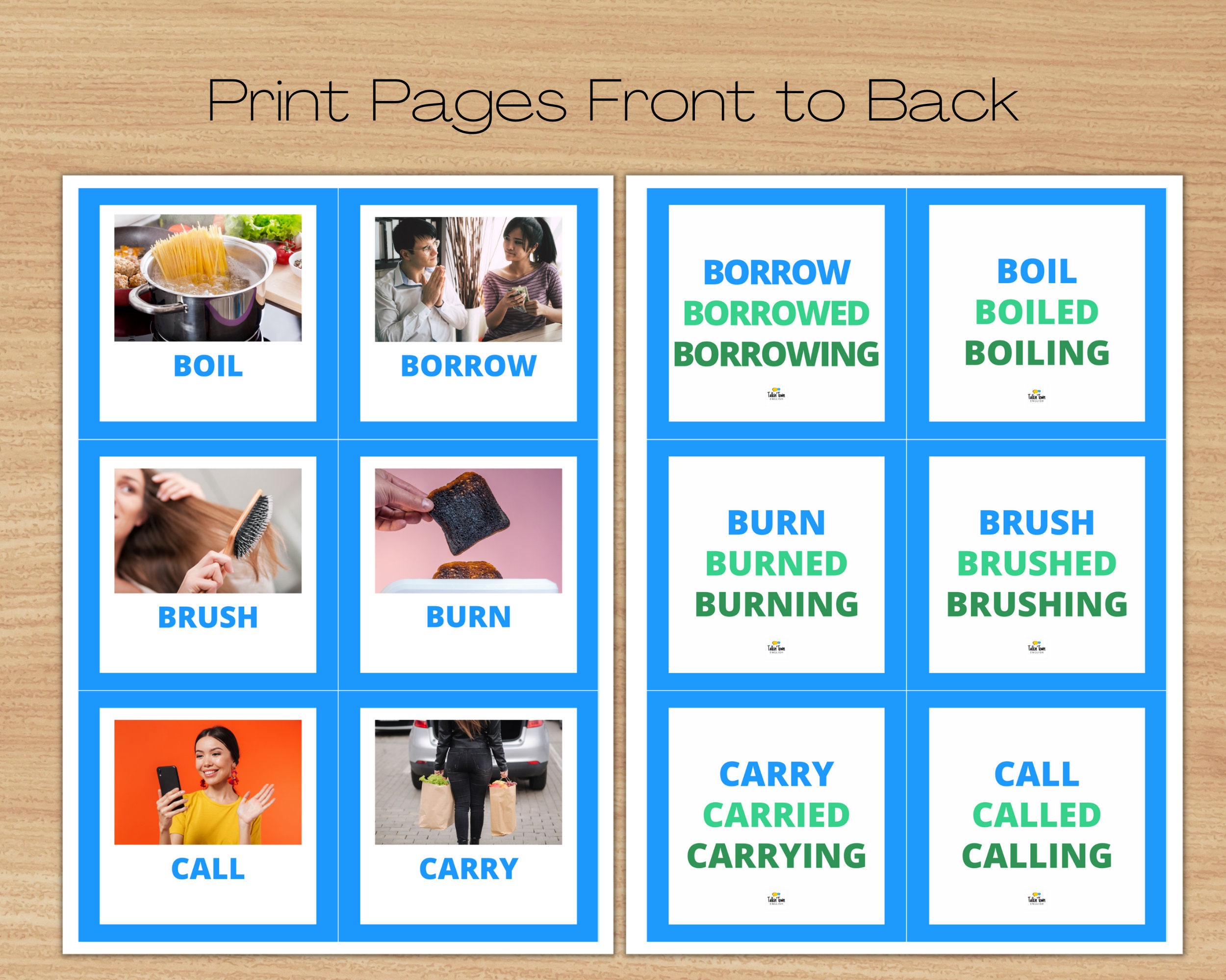 Regular Verbs Flashcards Printable Deck of 100 Photo Flashcards PDF ...