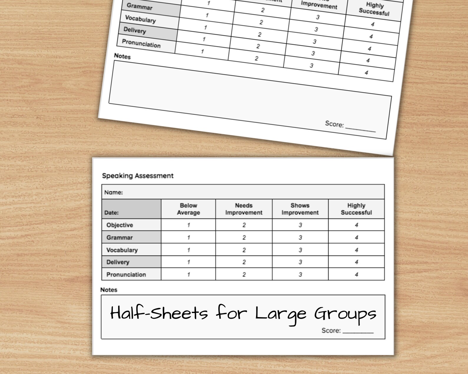 Speaking Assessment Rubric Grading Worksheet and Template for ESL/ELL ...