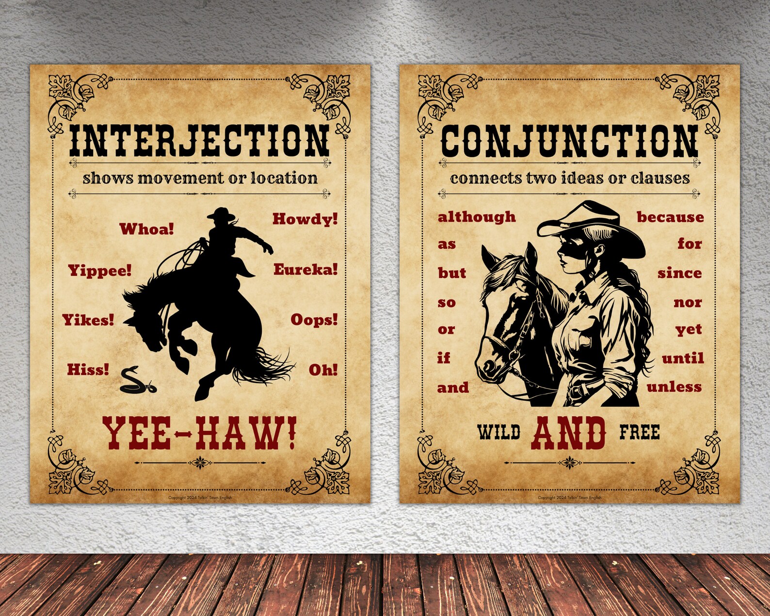 Western Parts of Speech Posters: ESL Grammar Charts (digital Download ...