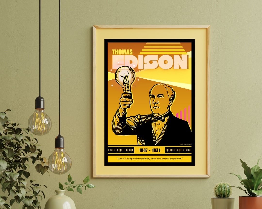 Thomas Edison Portrait, Printable Poster, Digital Download, High School ...