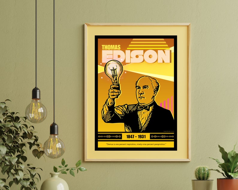 Thomas Edison Portrait, Printable Poster, Digital Download, High School ...