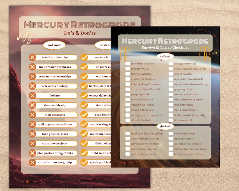 Mercury Retrograde Un-planner Calendar and Checklists, Astrology ...