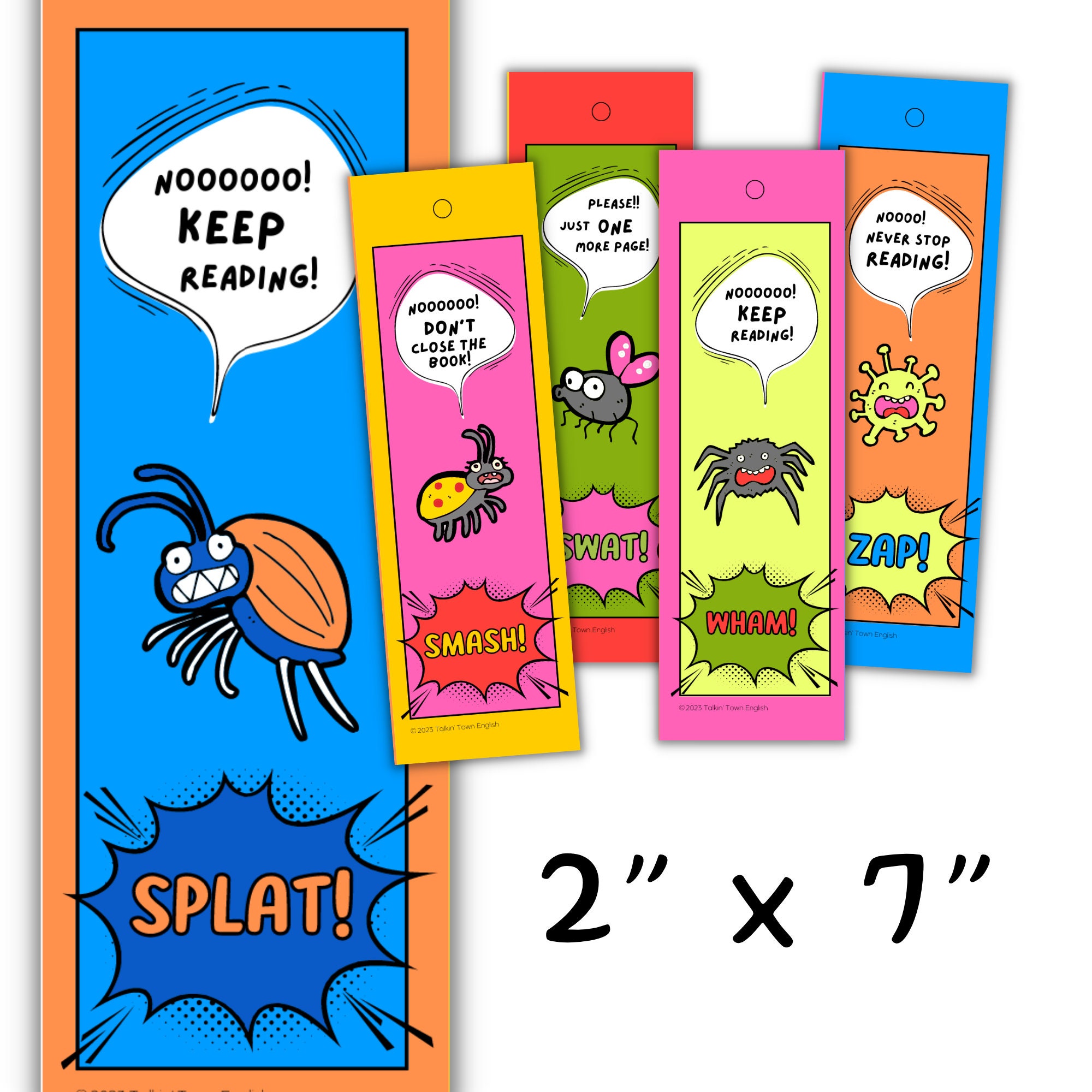 Bugmarks Kids Coloring Bookmarks: 5 Funny Designs in 3 Colors With ...
