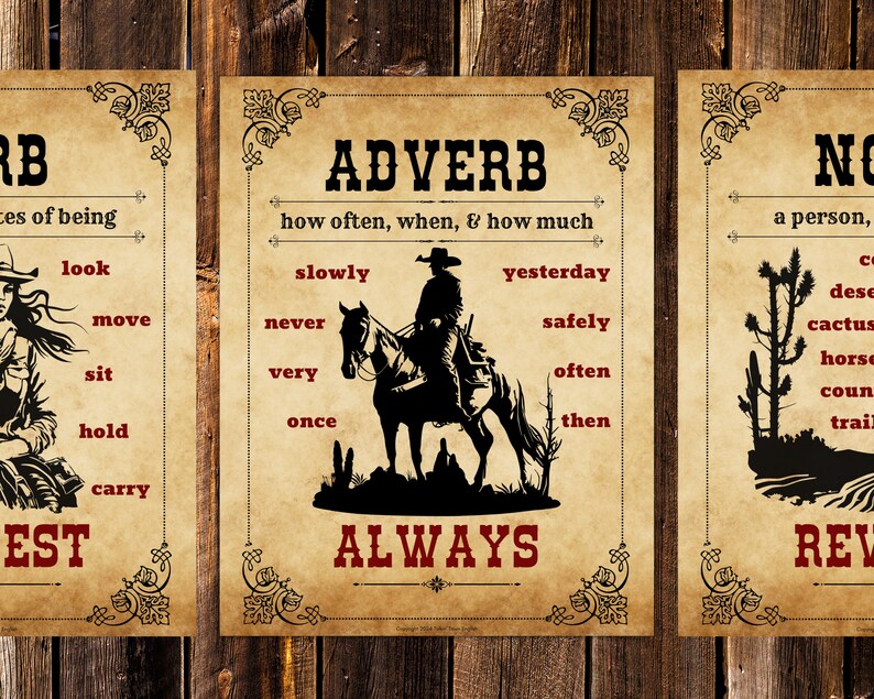 Western Parts of Speech Posters: ESL Grammar Charts (digital Download ...