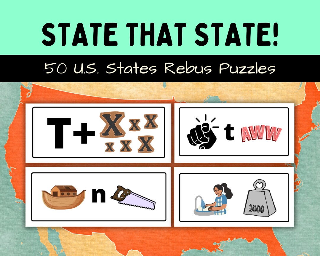 50 State Rebus Puzzles Classroom Activity, Brain Break, Brain Teaser ...