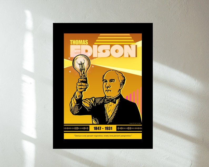 Thomas Edison Portrait, Printable Poster, Digital Download, High School ...