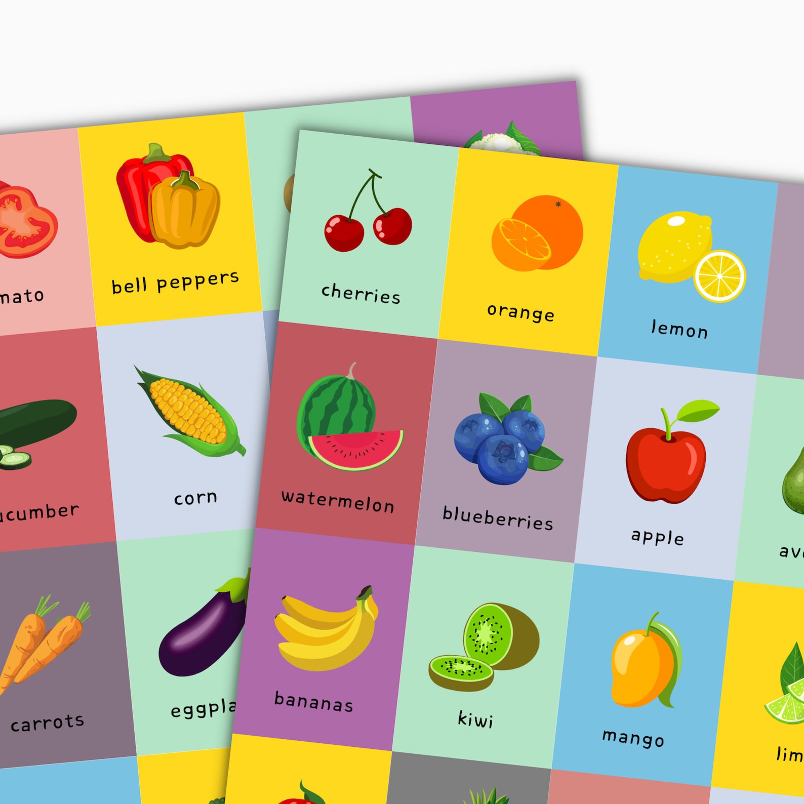 Printable Fruit and Vegetable Vocabulary Flashcards PDF, Picture Cards ...