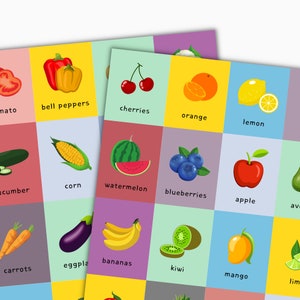 Printable Fruit and Vegetable Vocabulary Flashcards PDF, Picture Cards ...