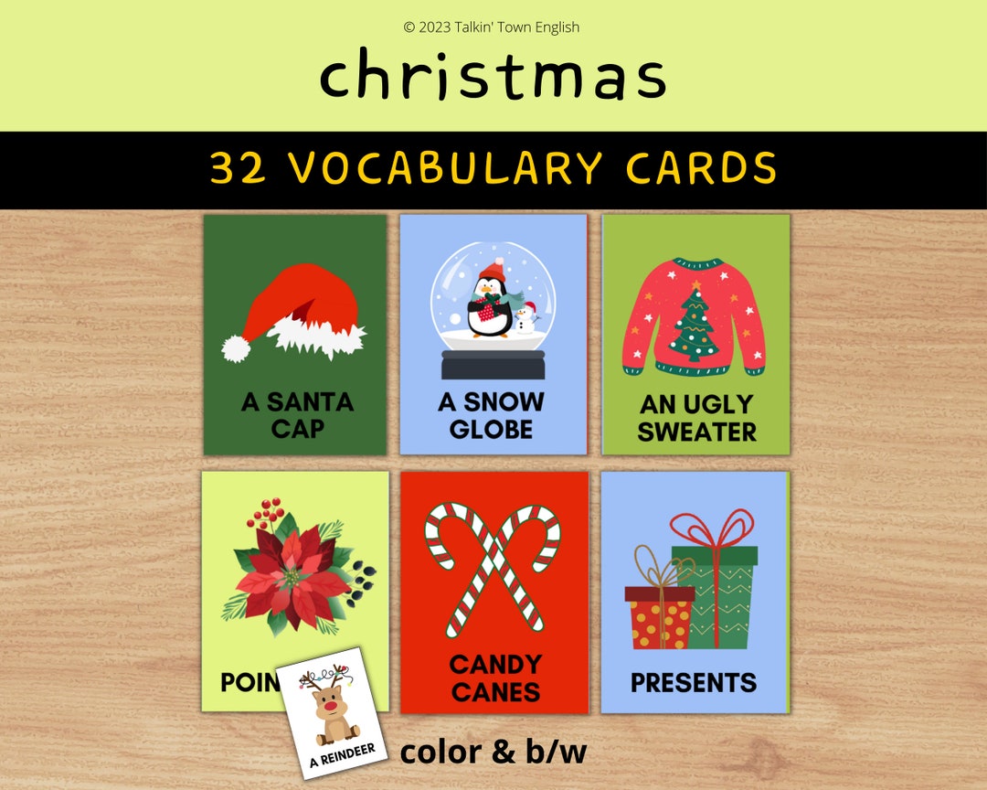 Christmas Vocabulary Flashcards: ESL Holiday Games (PDF) - Etsy Australia