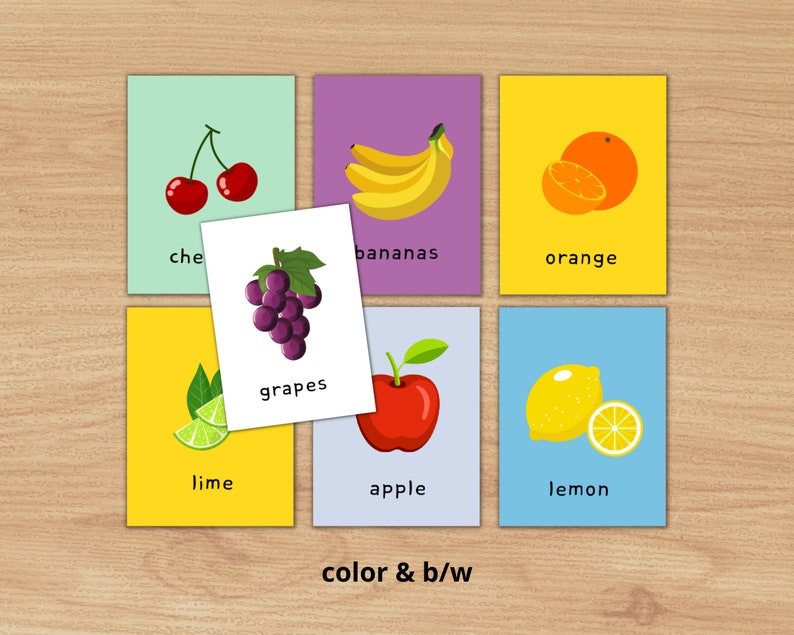 Printable Fruit and Vegetable Vocabulary Flashcards PDF, Picture Cards ...
