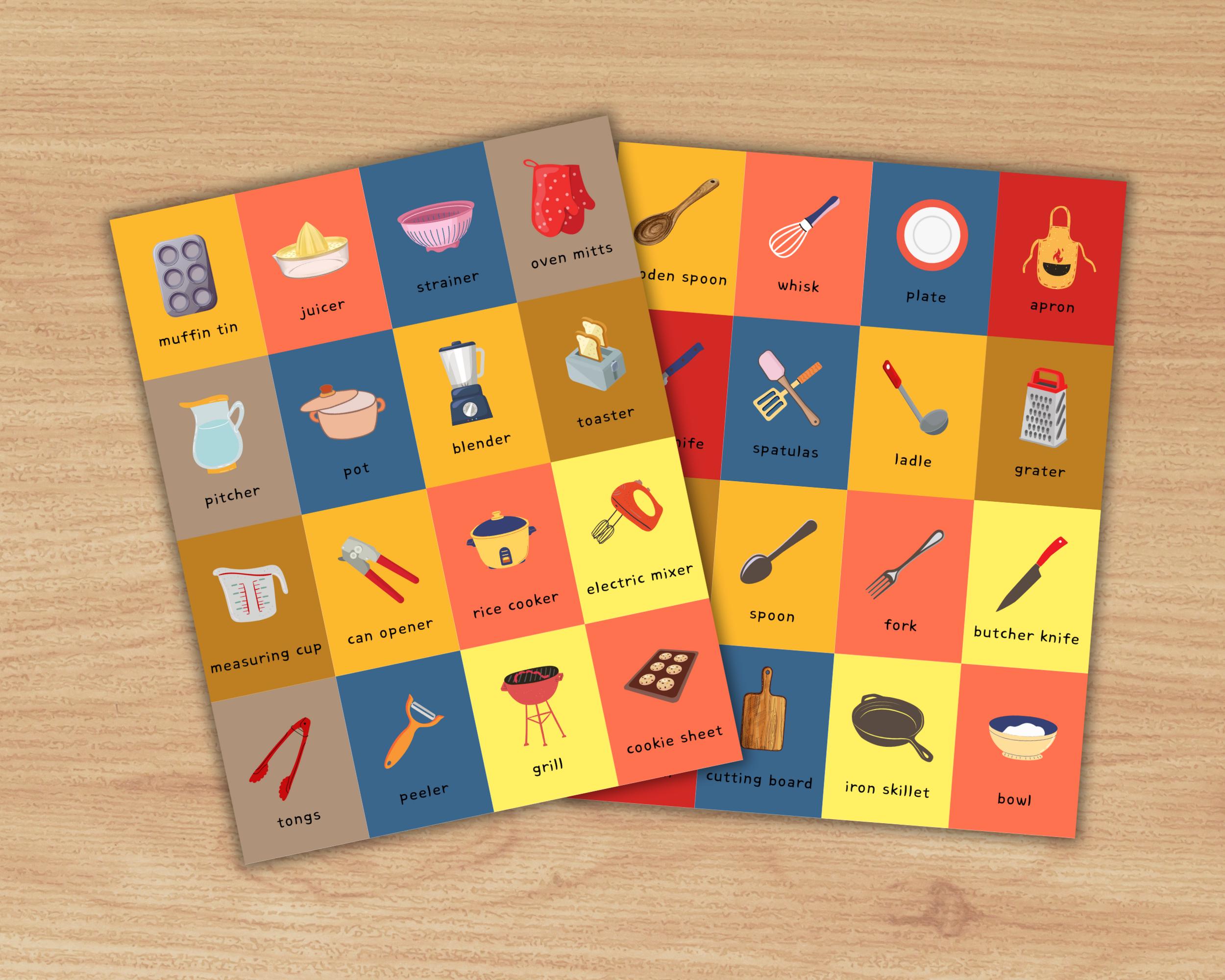 Cooking Flashcards, Kitchen Vocabulary, Culinary Picture Vocabulary ...