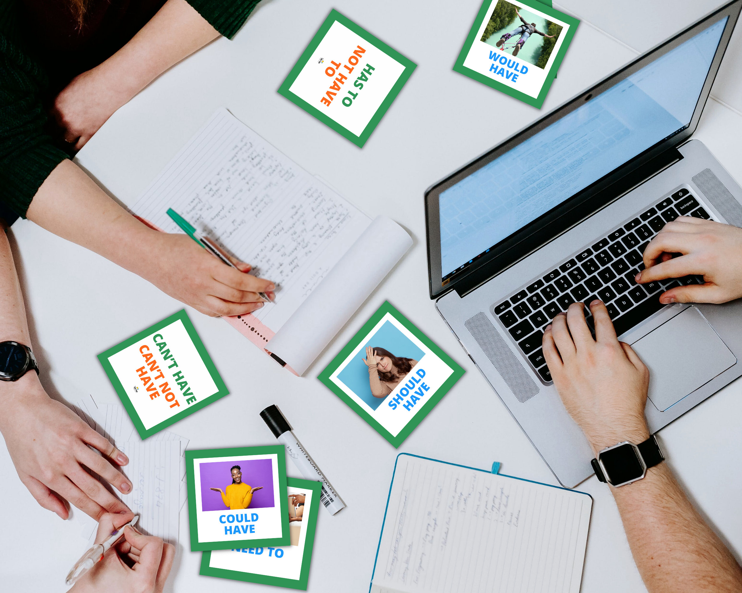 Printable Verb Flashcards ESL PDF: Deck of 36 Modal Auxiliary Verbs ...