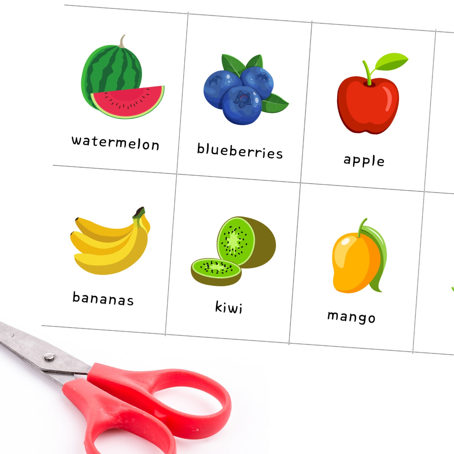 Printable Fruit and Vegetable Vocabulary Flashcards PDF, Picture Cards ...