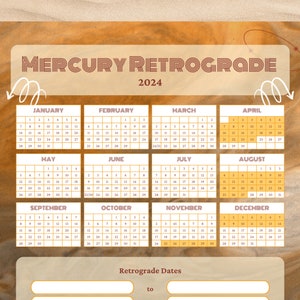 Mercury Retrograde Dates Calendar, Astrology Planner, Astrological ...