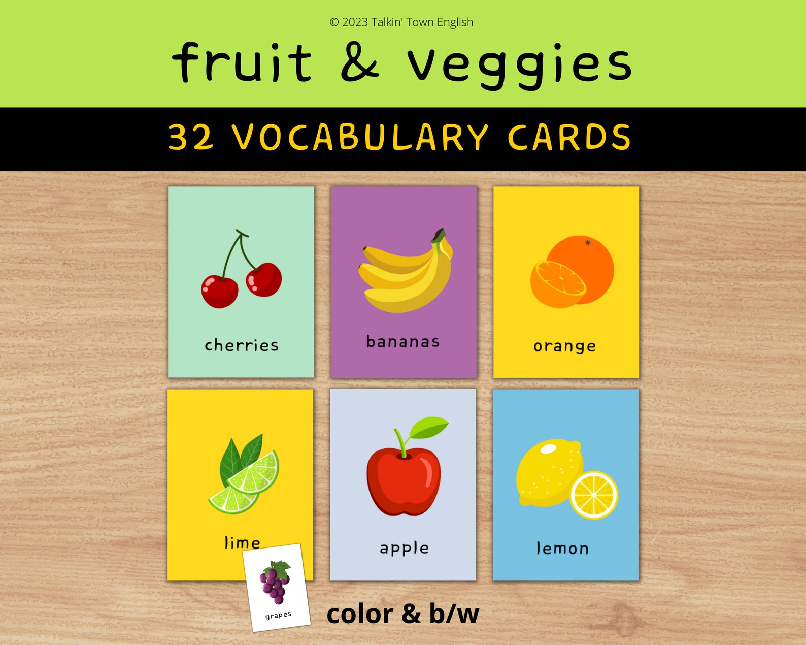 Printable Fruit and Vegetable Vocabulary Flashcards PDF, Picture Cards ...