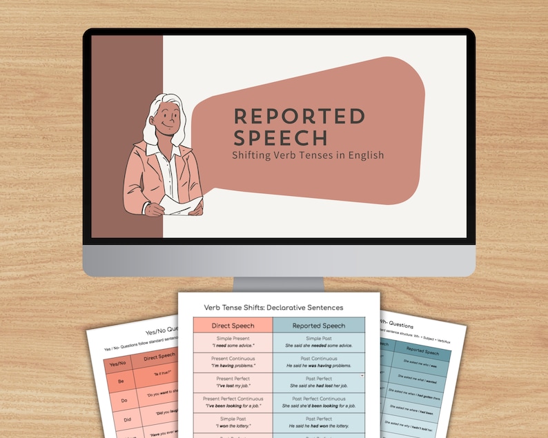 Reported Speech ESL Lesson: Worksheets, Presentation & Grammar Charts ...