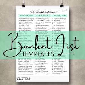 Bucket List Template With 100 Ideas Checklist and Idea Worksheet ...