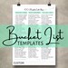 Bucket List Template With 100 Ideas Checklist and Idea Worksheet ...