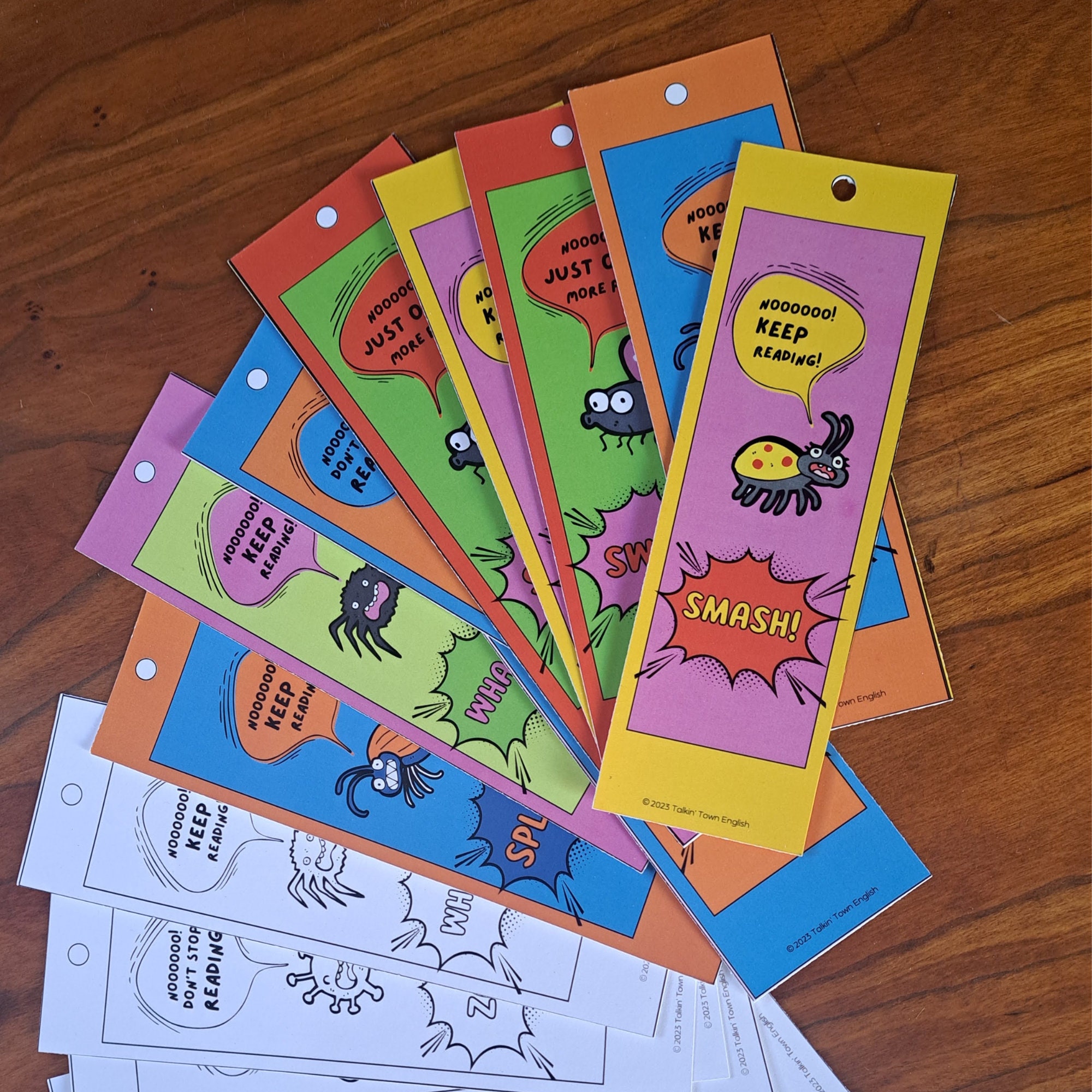Bugmarks Kids Coloring Bookmarks: 5 Funny Designs in 3 Colors With ...