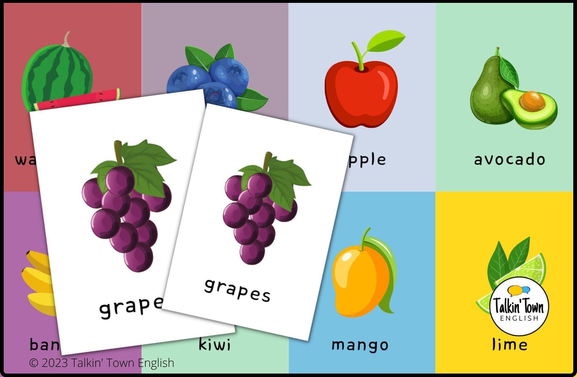 Printable Fruit and Vegetable Vocabulary Flashcards PDF, Picture Cards ...
