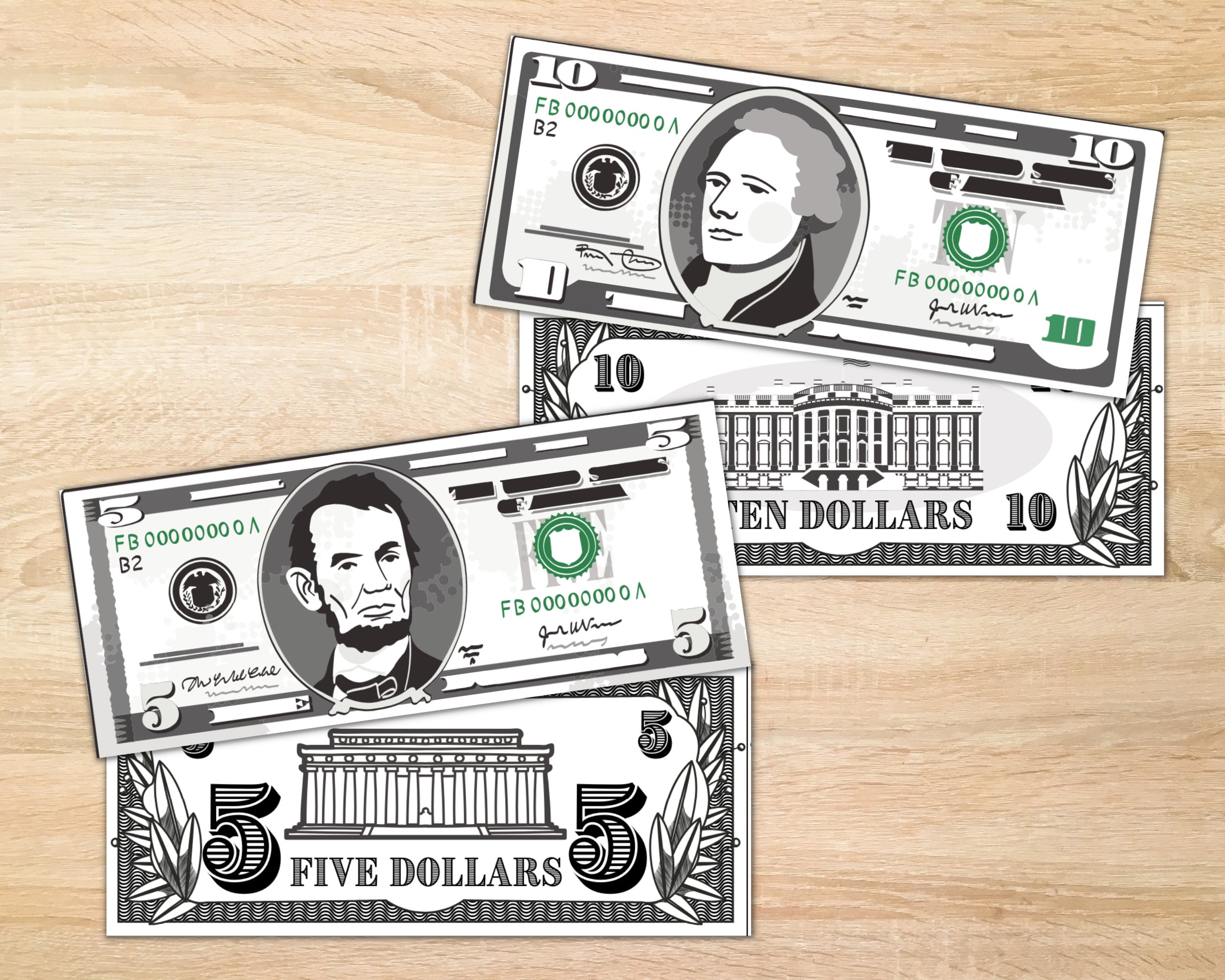 Realistic Printable Fake Money PDF of U.S. Currency: Fake Bills, Coins ...