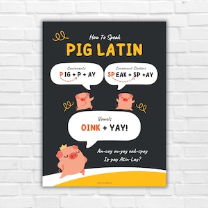 Pig Latin Poster, How to Speak Pig Latin Posters in Four Styles ...