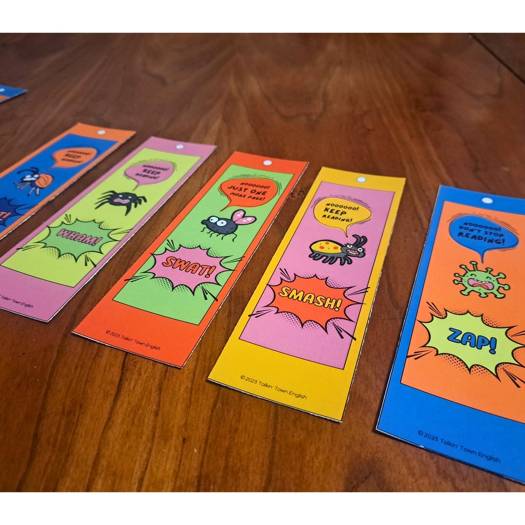 Bugmarks Kids Coloring Bookmarks: 5 Funny Designs in 3 Colors With ...
