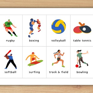 Sports Flashcards Vocabulary Cards | 32 Sports & Sports Equipment for ...