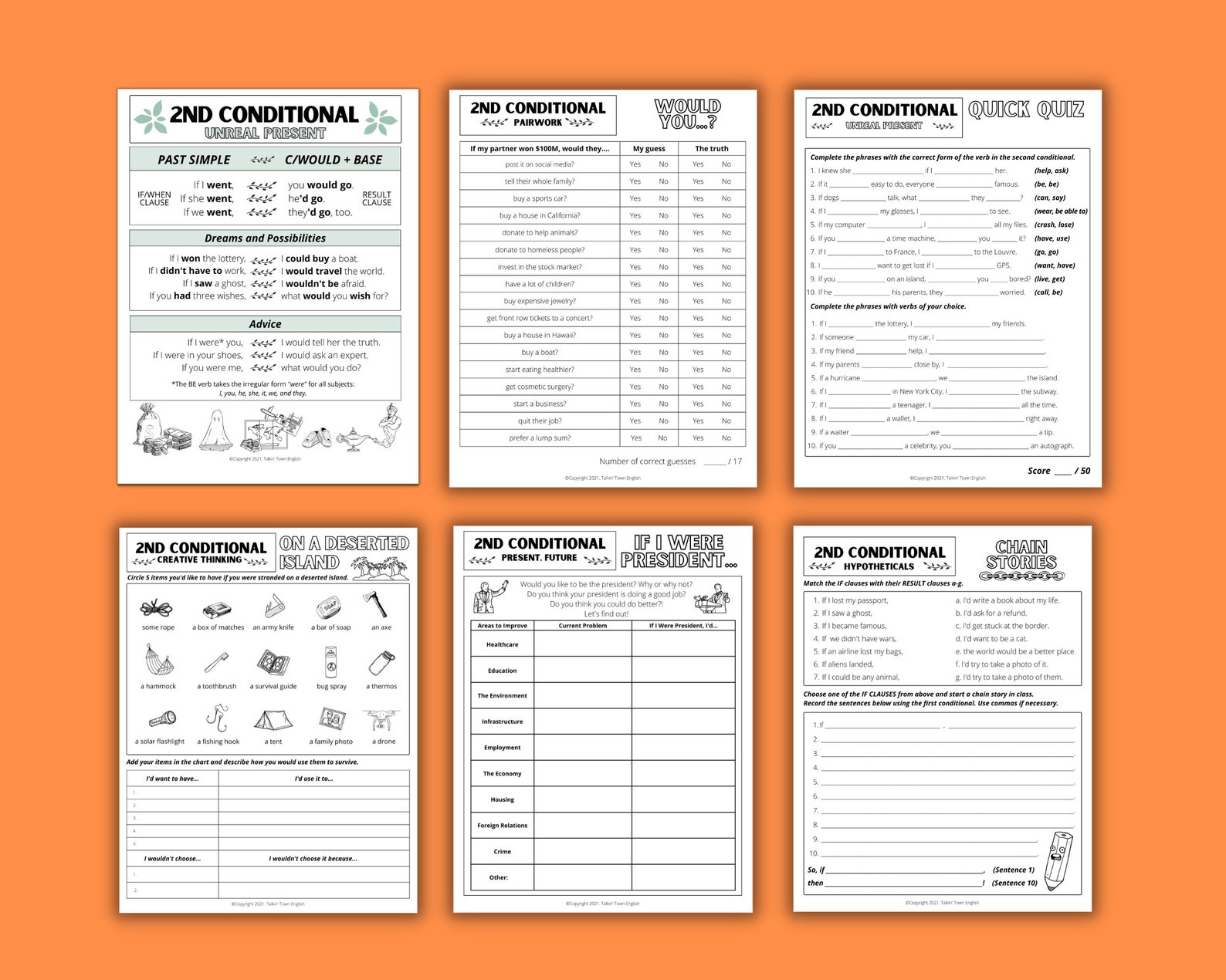 Conditionals 0-3 Worksheets and Conversation Cards PDF for English ...
