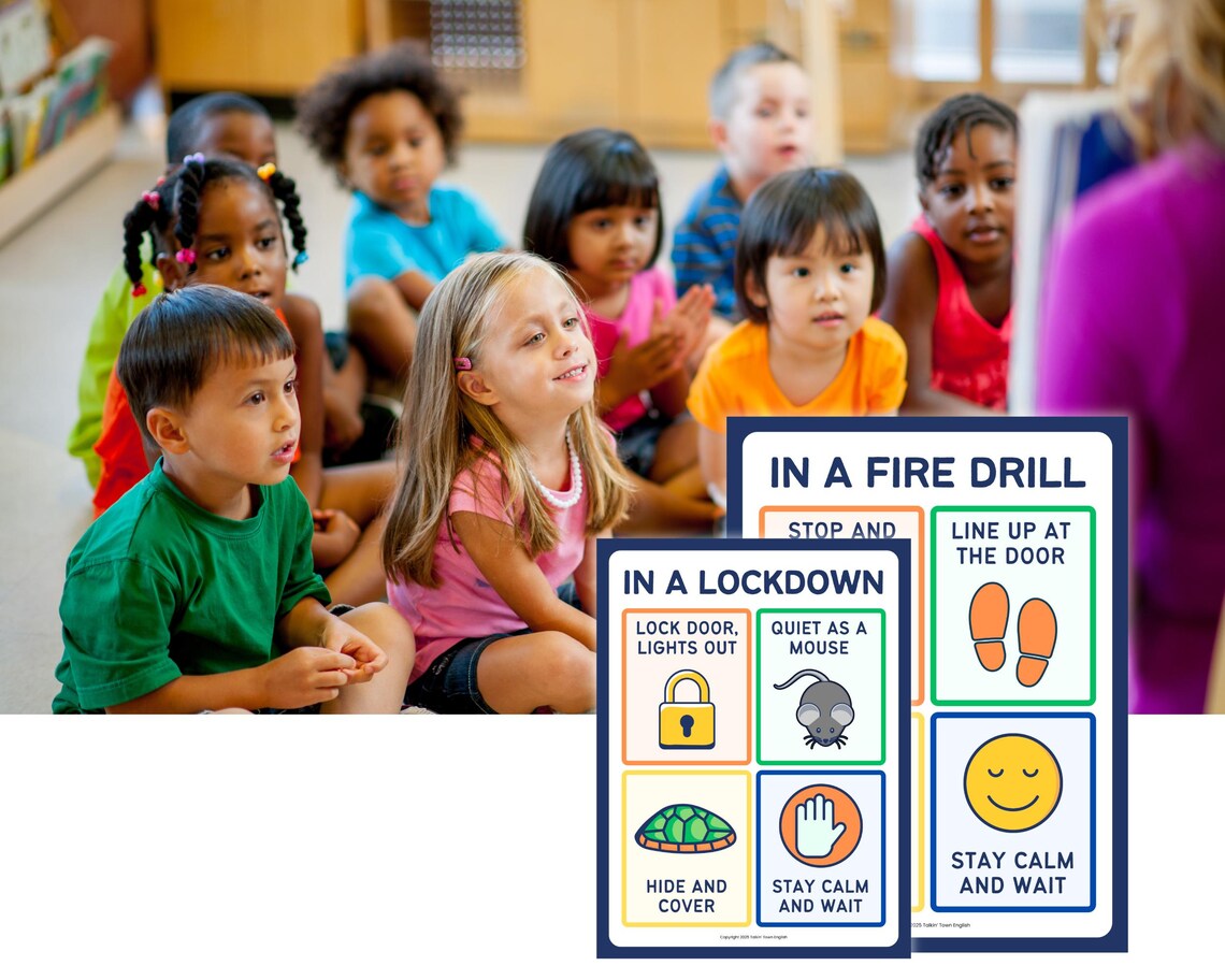Classroom Lockdown & Fire Drill Posters: Kid-friendly Safety Signs (PDF ...