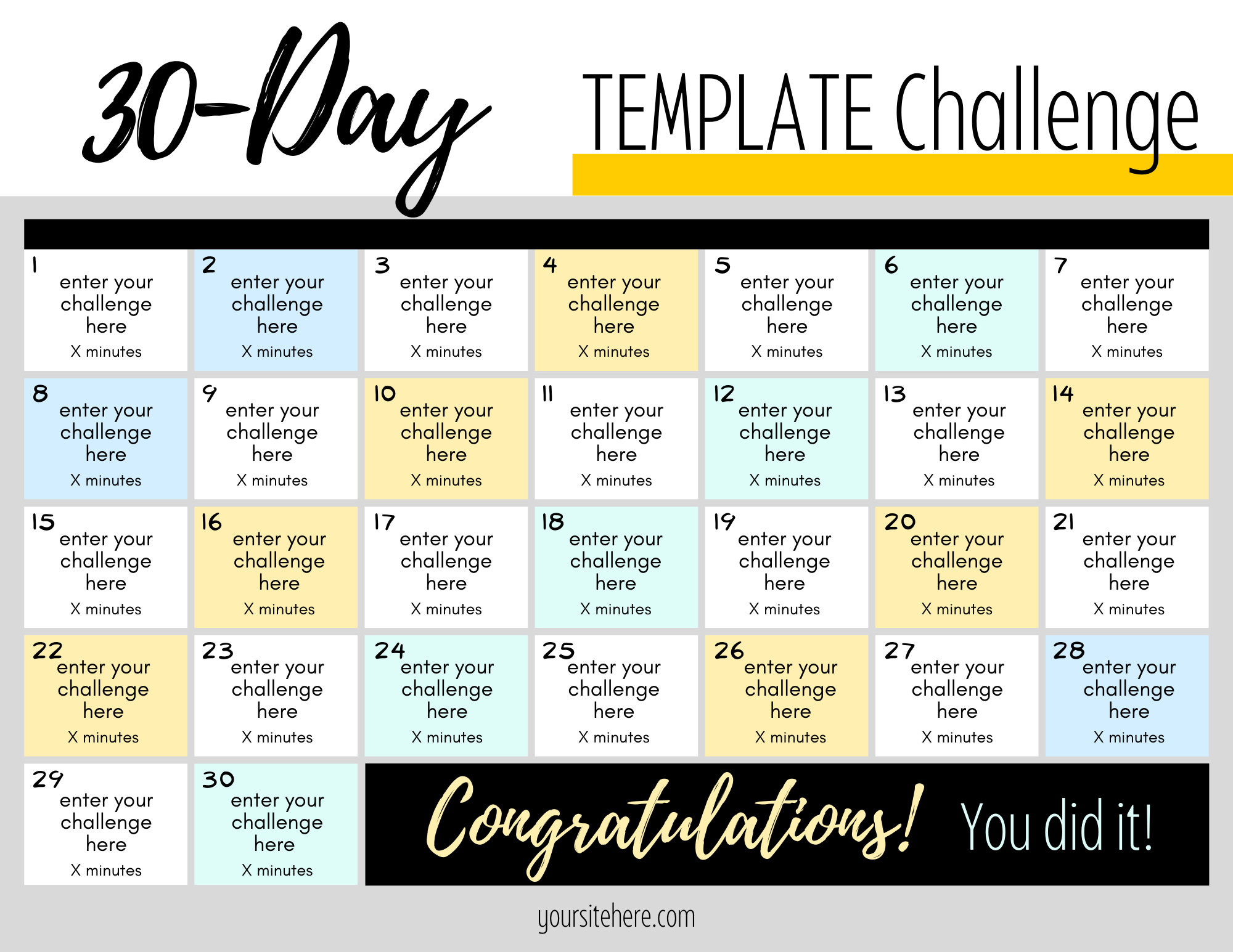 30 Day Challenge Custom Canva Template For Marketing Etsy