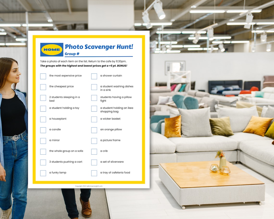 Photo Scavenger Hunt Templates for ESL, Shopping, Cultural Immersion ...